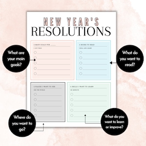Printable Goals Worksheet, Printable New Years Resolution, Goals ...
