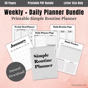 Simple Routine Printable Planner Bundle, Letter Size, Daily Planner ...