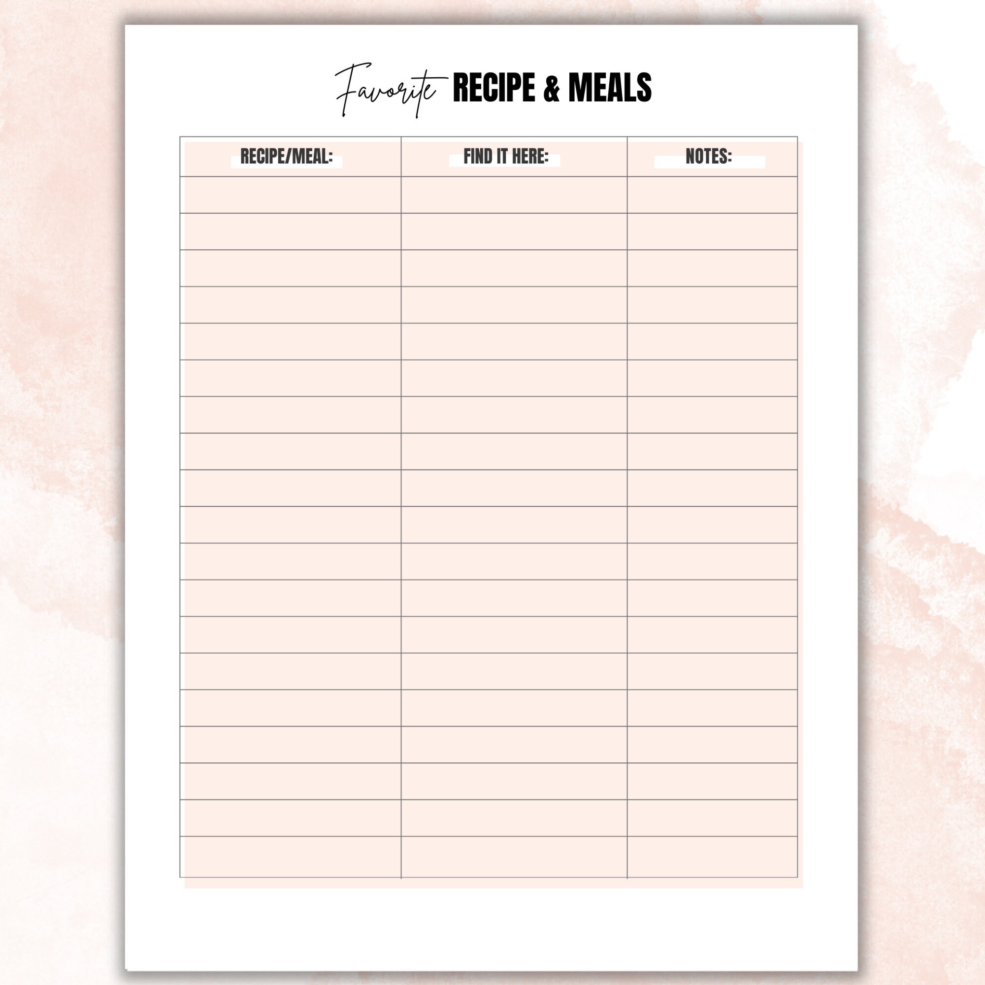 Weekly Meal Planner Printable, Grocery List Printable, Recipe Finder ...