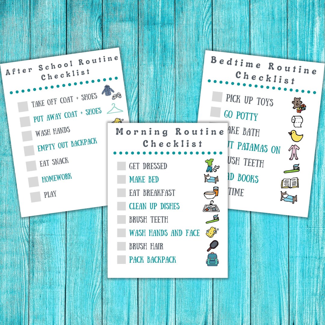 Kids Morning, After School, Bedtime Checklist Printable|kids Routine ...