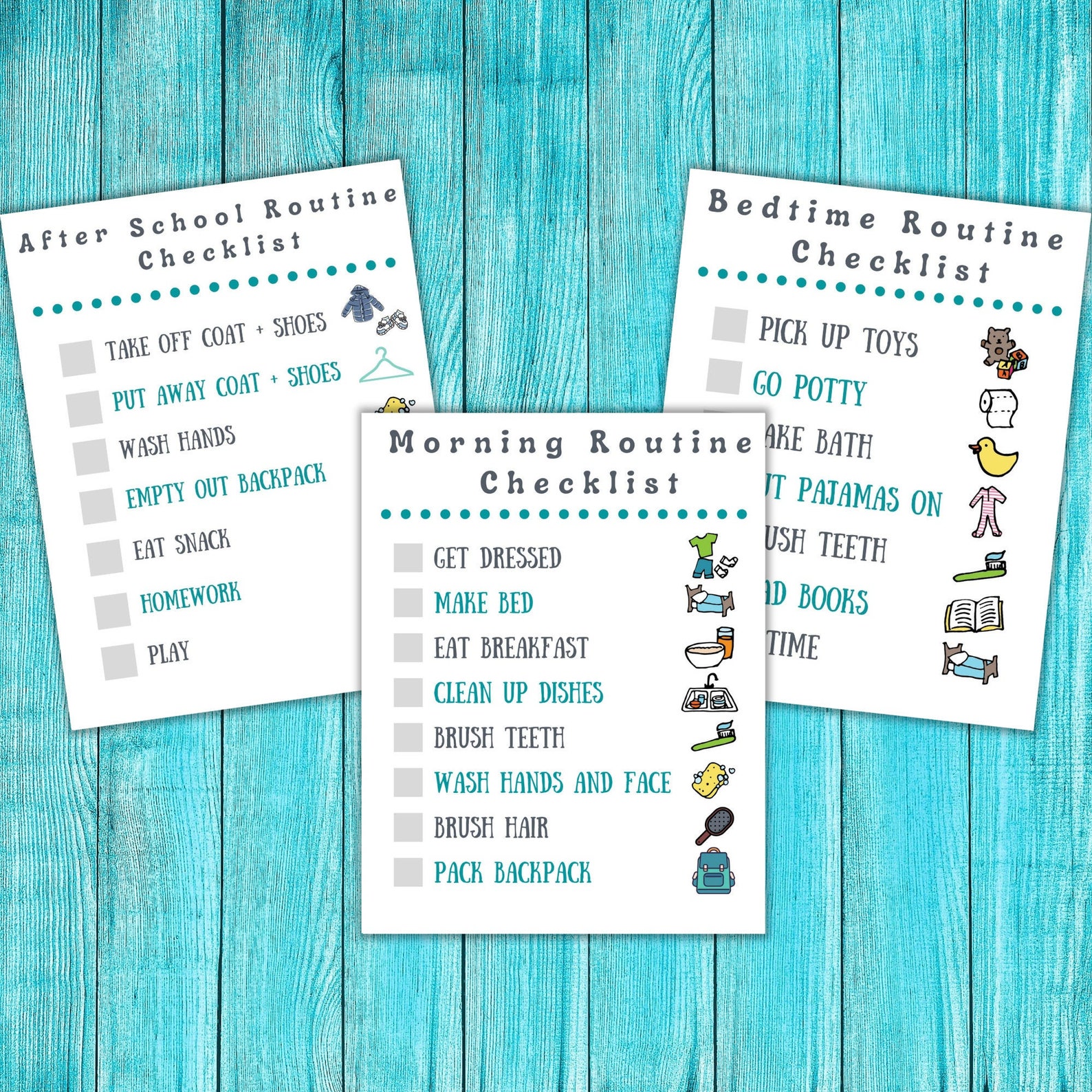 Kids Morning, After School, Bedtime Checklist Printable|kids Routine ...