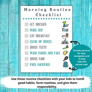 Kids Morning, After School, Bedtime Checklist Printable|kids Routine ...