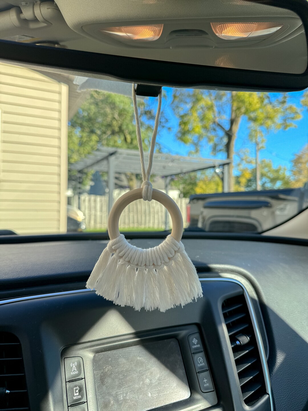 Macrame Wooden Car Charm | Macrame Wooden Car Mirror Hanging | Macrame ...