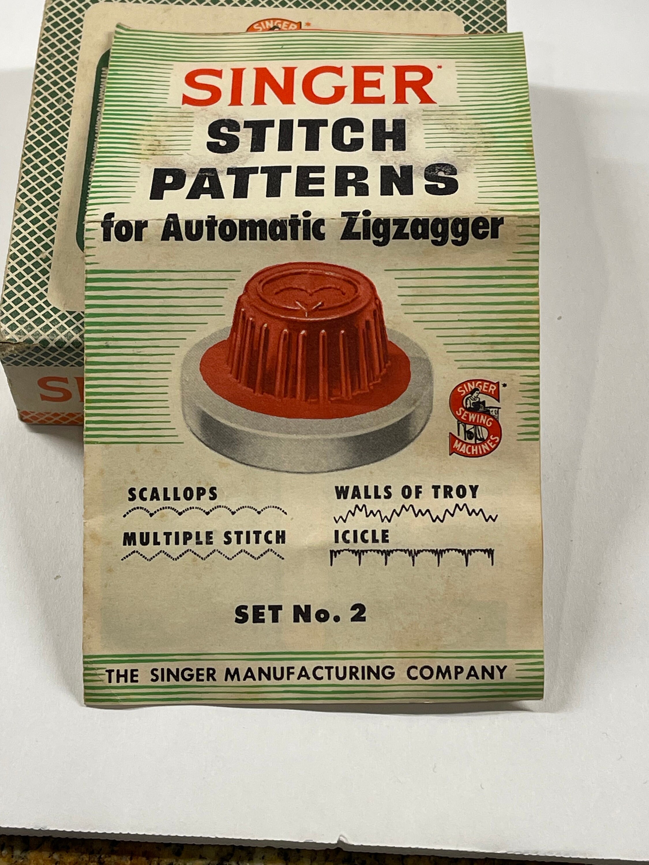 Vintage Singer Stitch Patterns Set 2 for Automatic Zigzagger 161008 Red ...