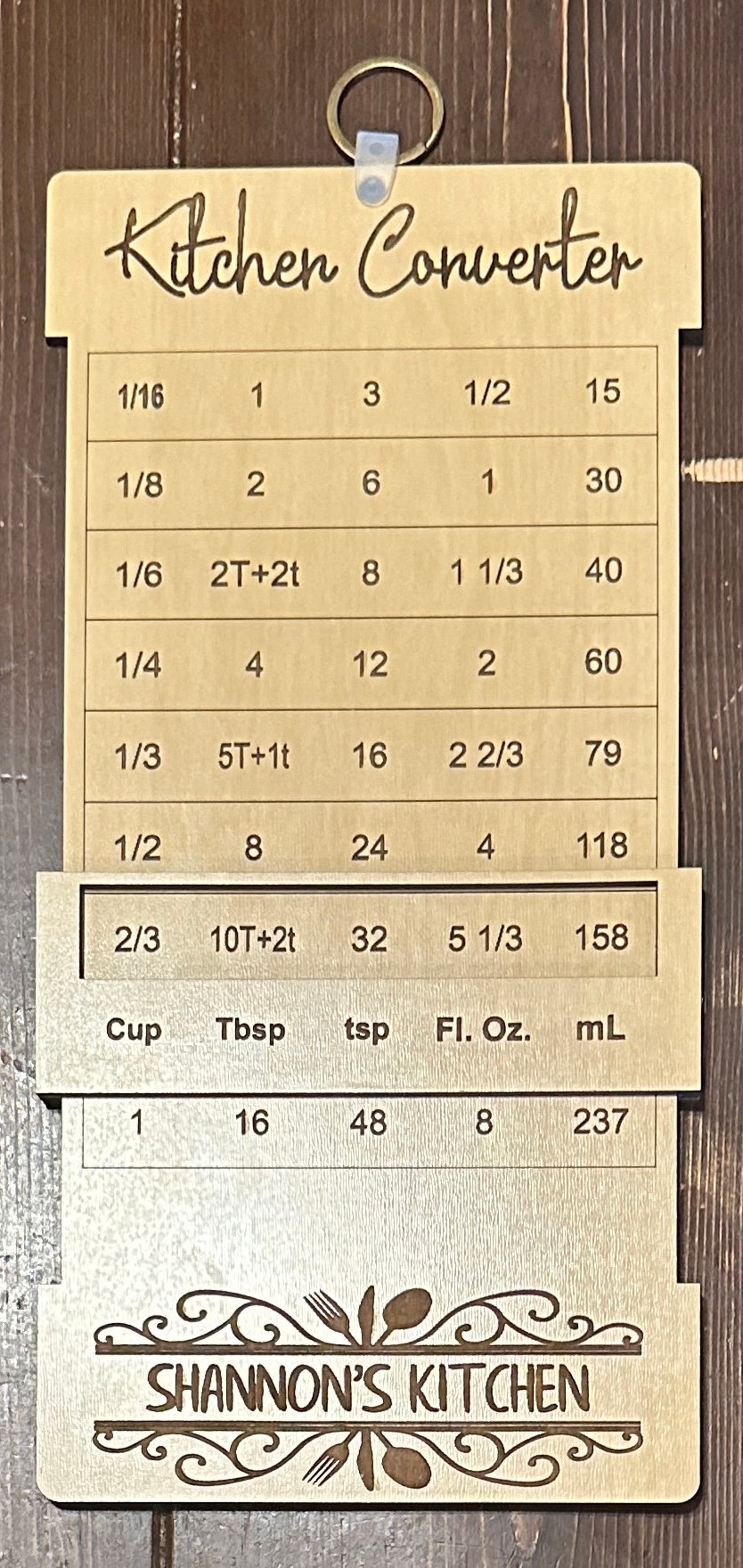 Kitchen Measurements Conversion Tool Laser Cut File - Etsy