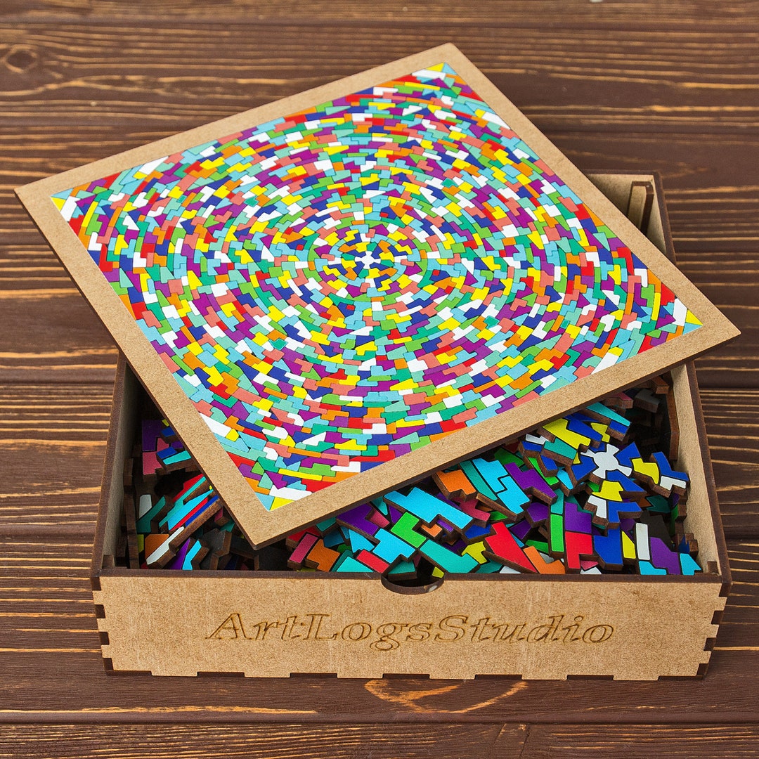 Wooden Puzzle Square Circle, Abstraction, Complex Puzzle for Adults ...