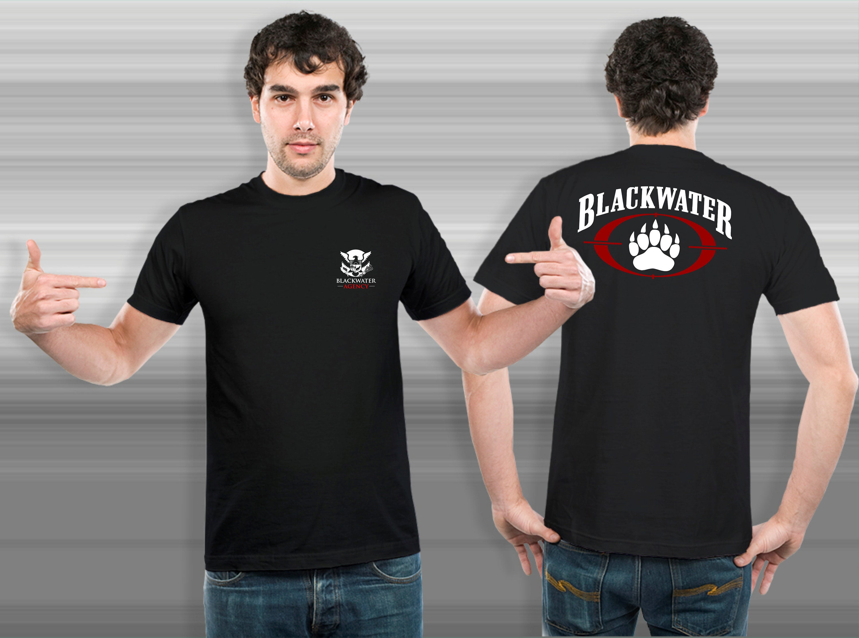 Blackwater Agency Logo - Custom Men's Back and Front T-shirt Tee S-3xl ...