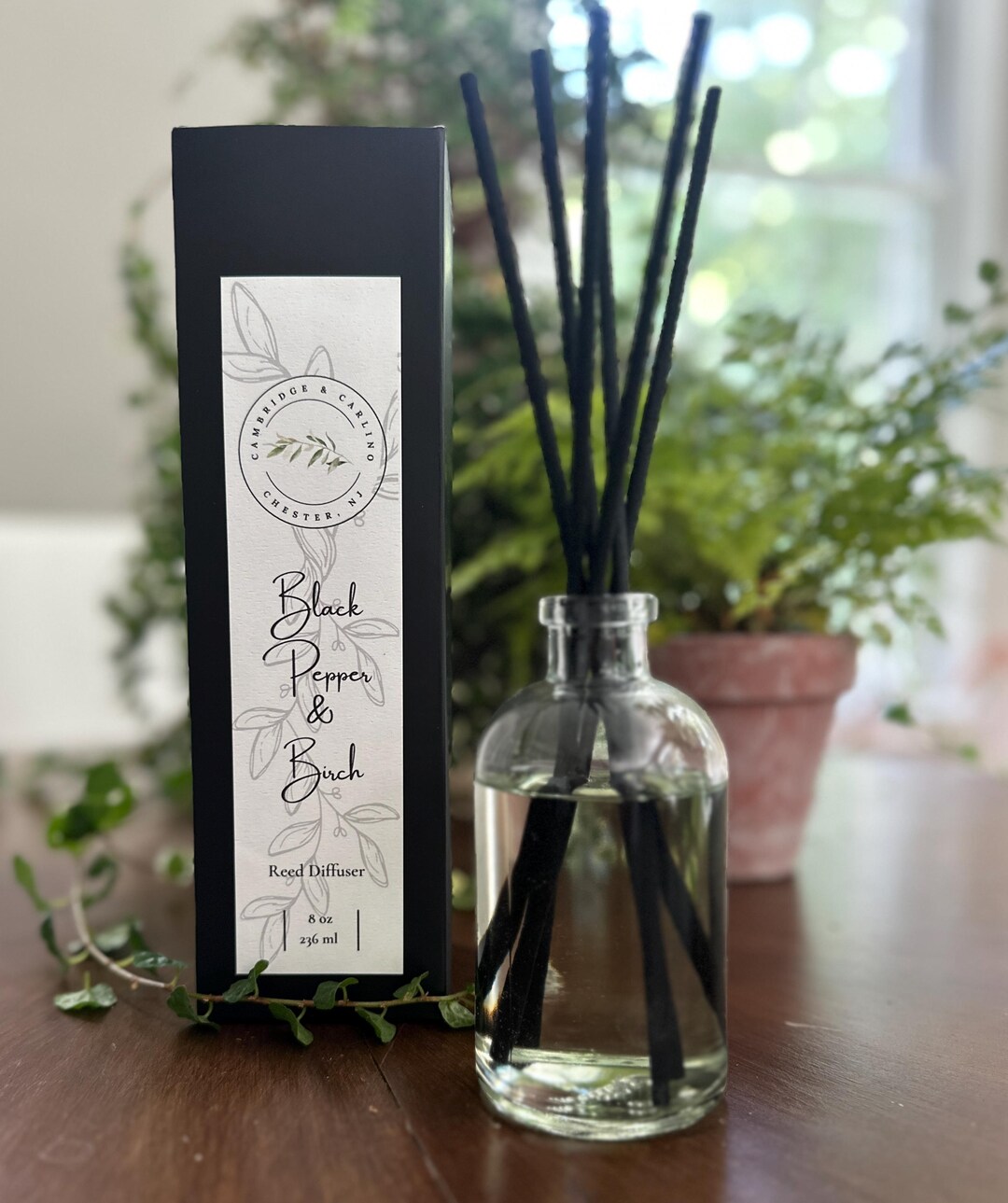 Black Pepper & Birch Reed Diffuser - Alcohol Free - Rattan Reeds ...
