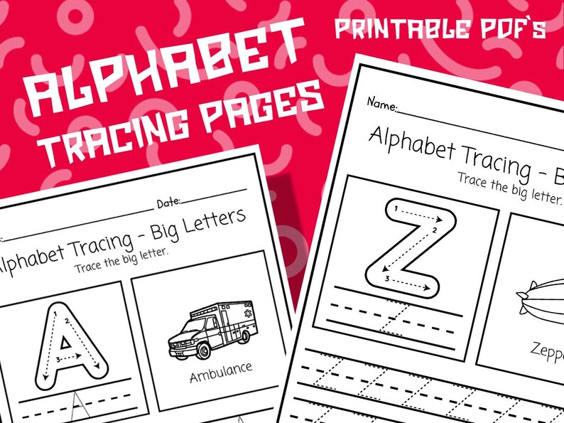 Alphabet Tracing - Big Letters - Etsy