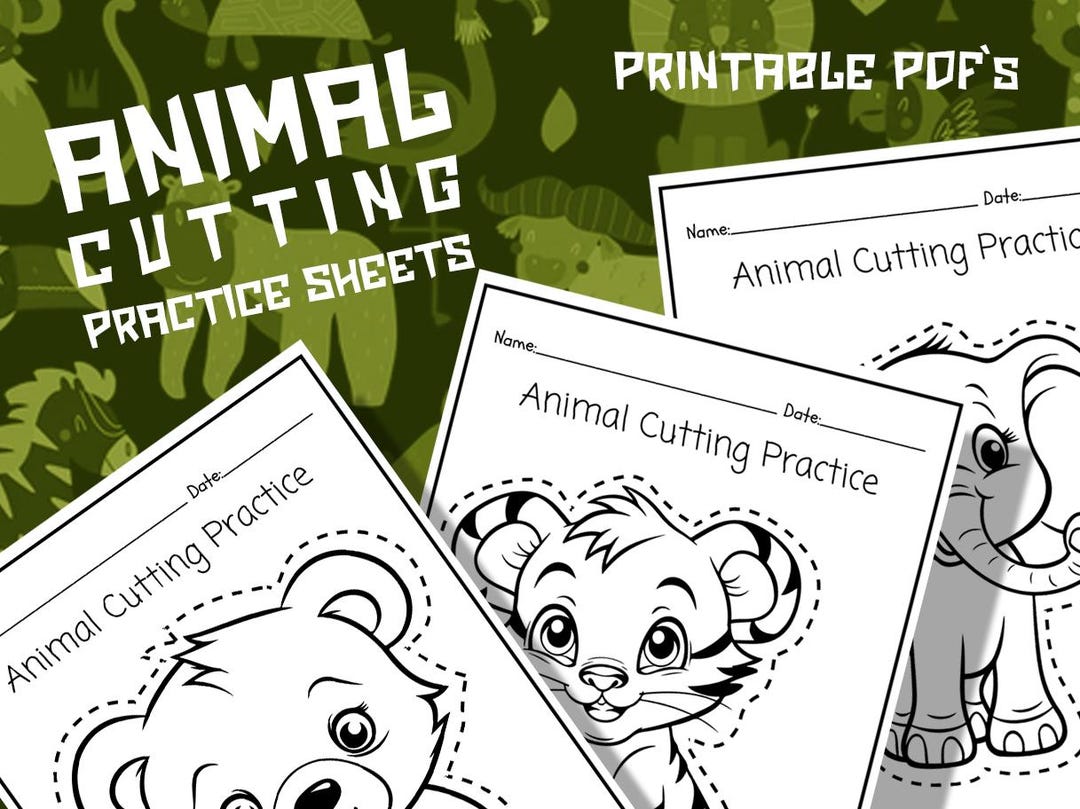 Animal Cutting Practice Worksheet - Etsy