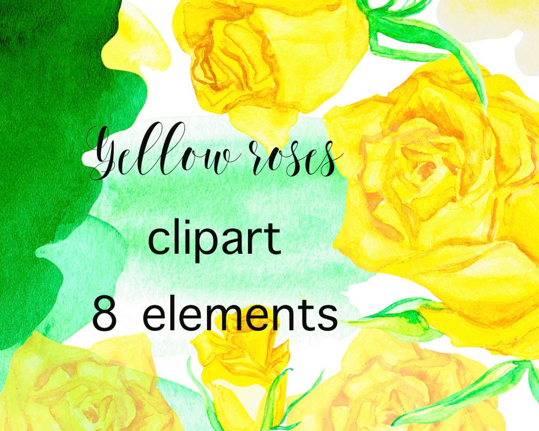 Floral Clipart, Yellow Roses Clipart, Abstract Shapes Clipart, Roses ...