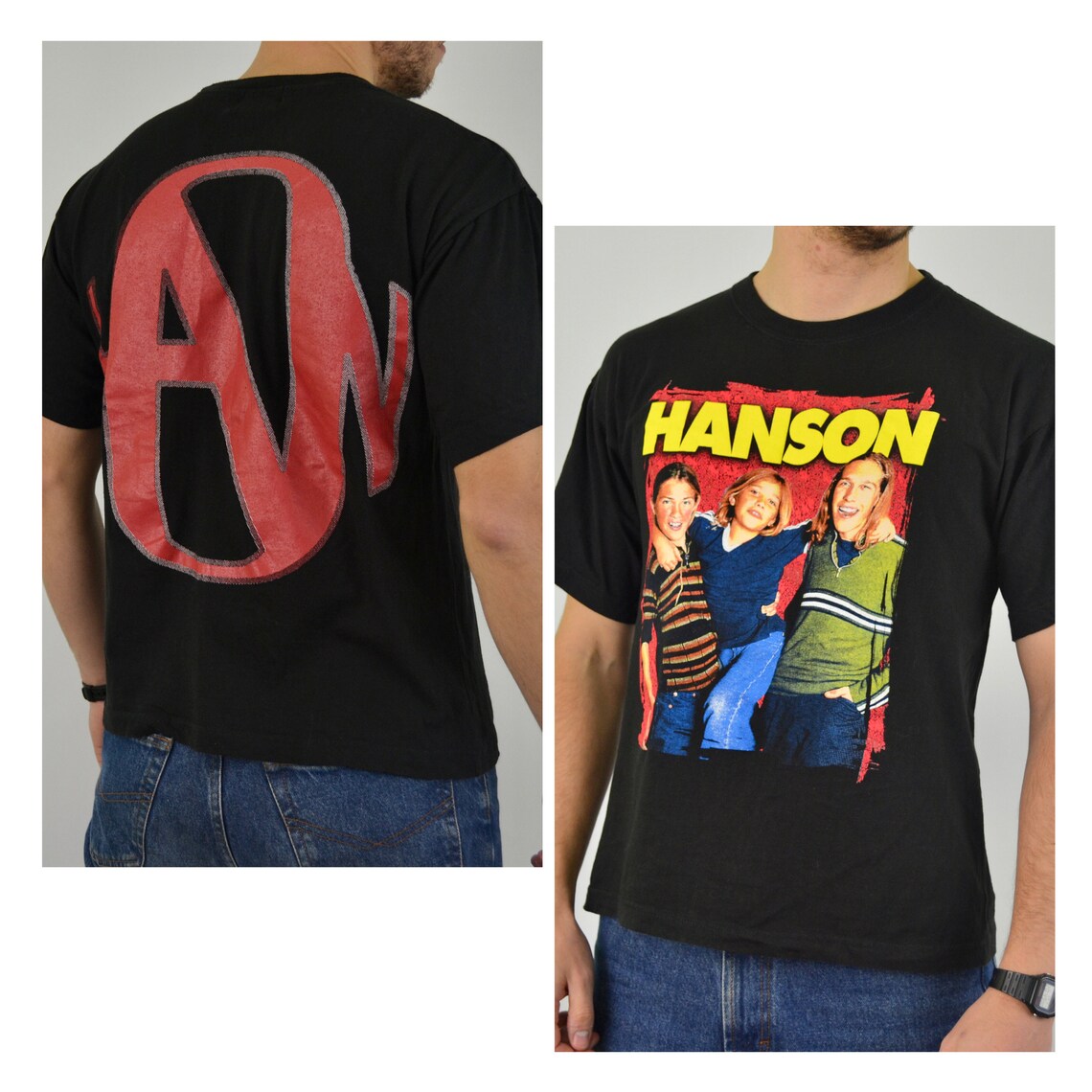 90s Vintage Hanson Shirt Size Medium Vtg Black Pop Music Tee - Etsy