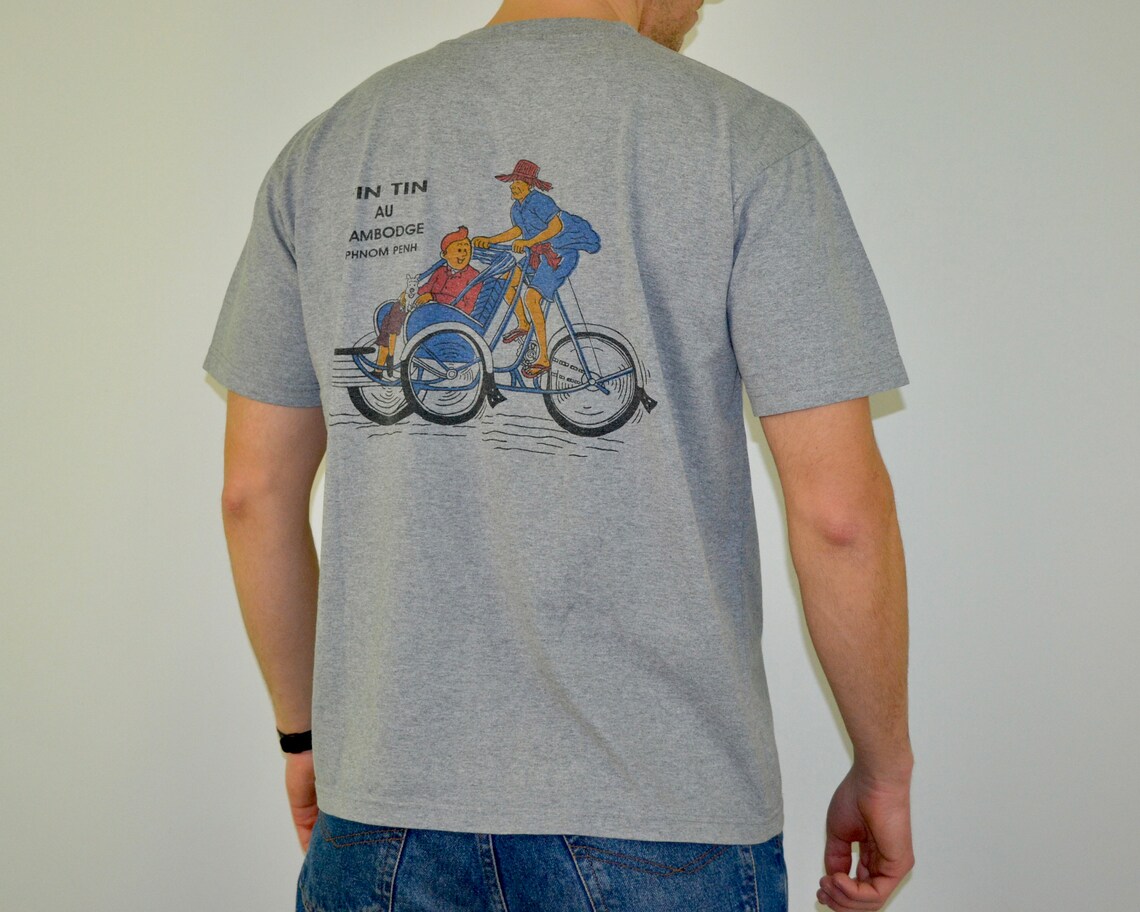 90s Vintage Tin Tin Shirt Size XL Vtg Gray Bd Comics Cartoon - Etsy