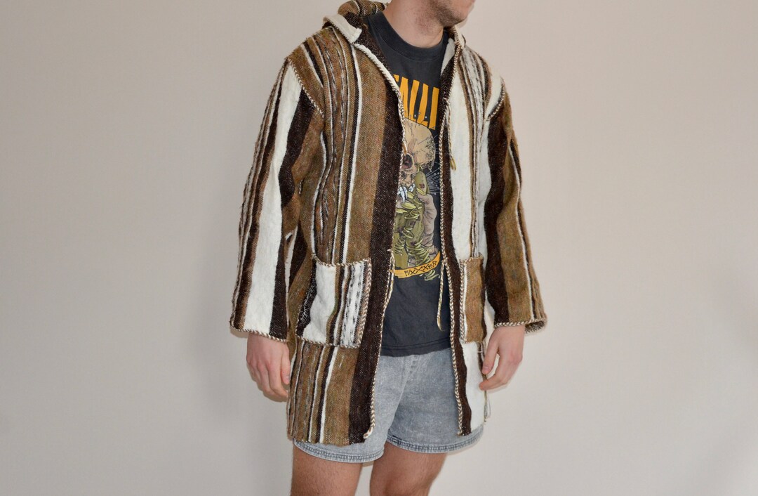 Vintage Peruvian Jacket Size Medium Vtg Multicolor Hooded Cardigan ...