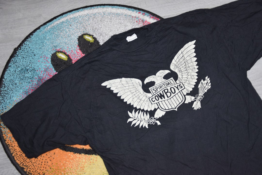 90s Vintage Spiritual Cowboys Shirt Size X Large Vtg Black Dave Stewart ...