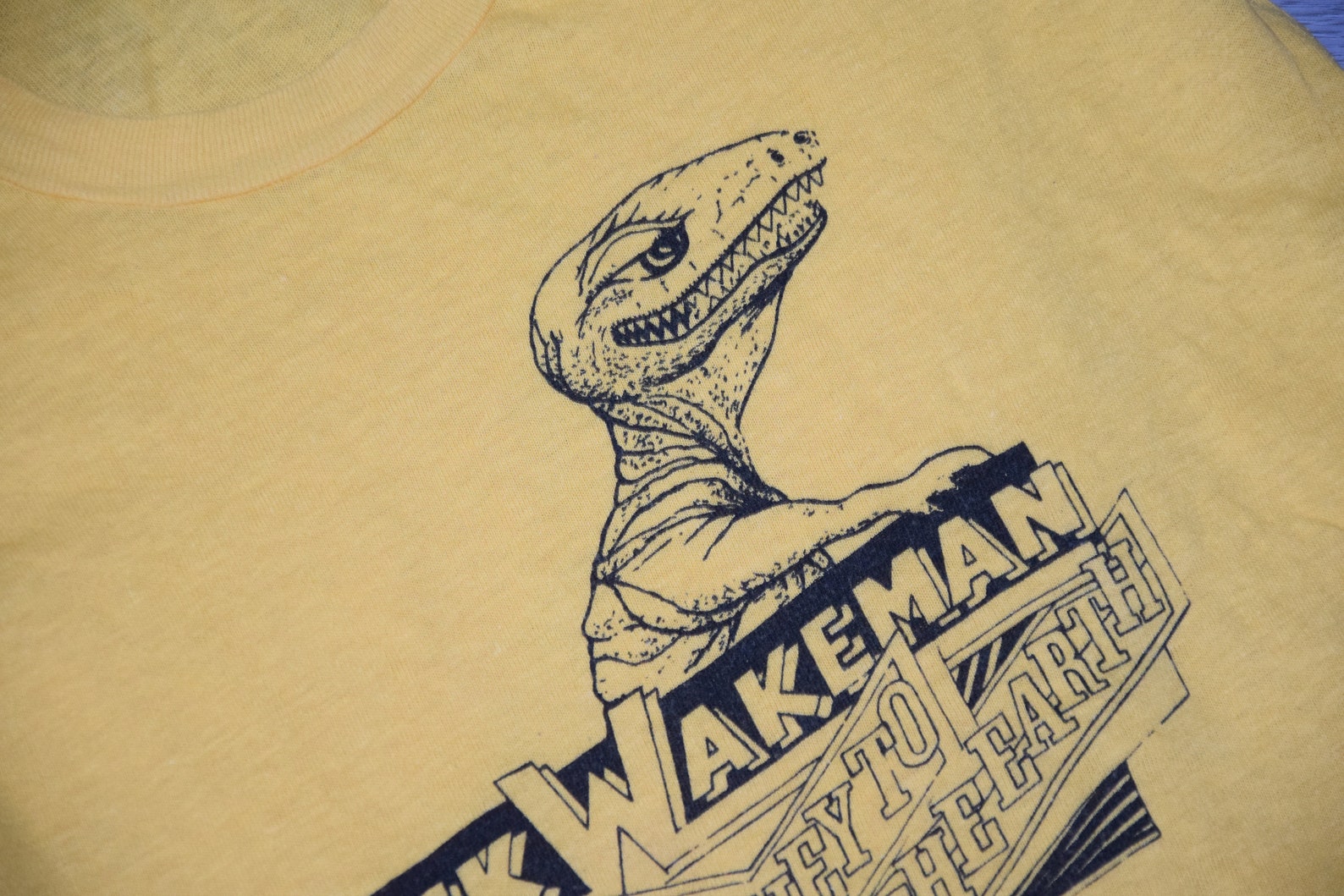 70s Vintage Rick Wakeman Shirt Size Small Vtg Yellow Journey to the ...