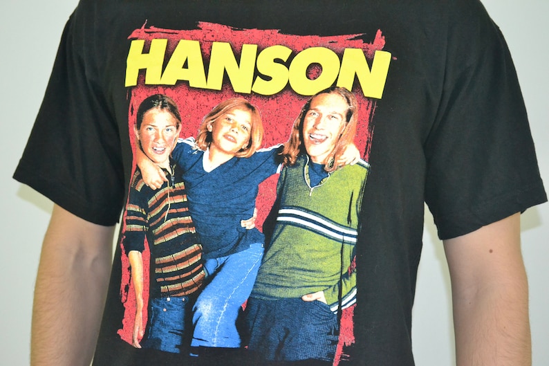 90s Vintage Hanson Shirt Size Medium Vtg Black Pop Music Tee - Etsy