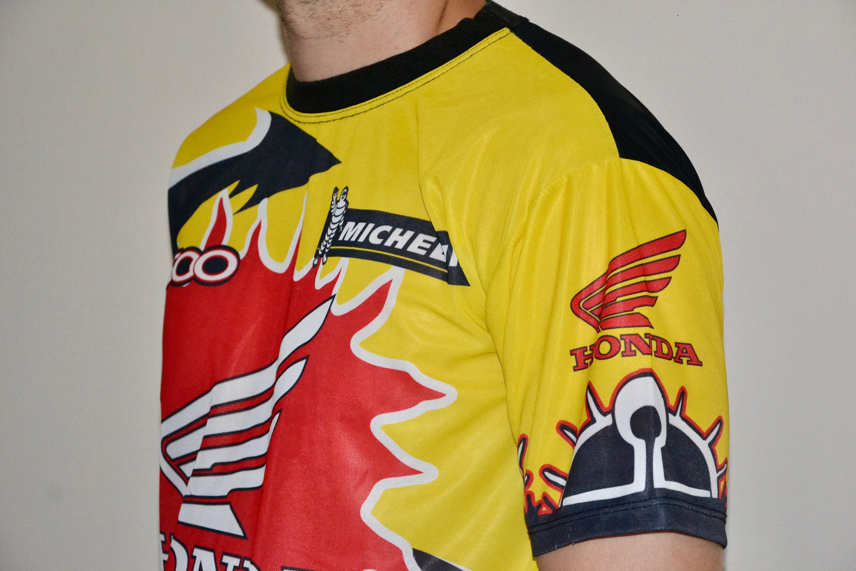 Vintage Honda Motocross Jersey Size Medium Vtg Yellow Motorcycle Road ...