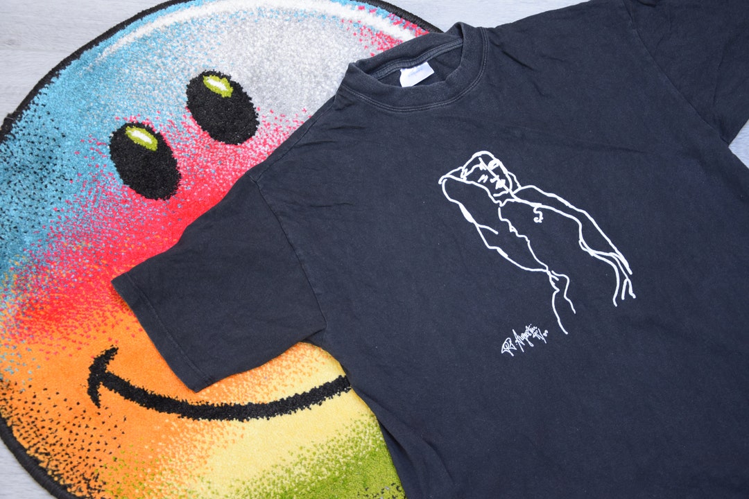 90s Vintage Augustin Art Shirt Size Large Vtg Black Pop Art Tee Sz L ...