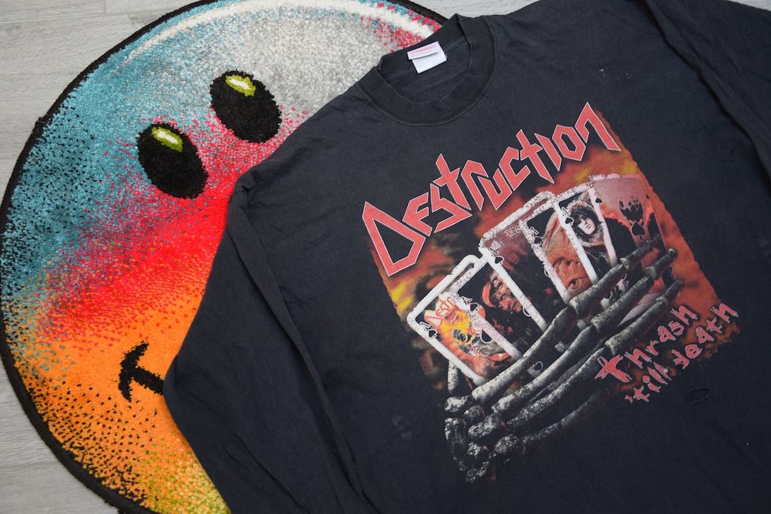 90s Vintage Destruction Shirt Size X Large Vtg Faded Black Thrash Metal ...