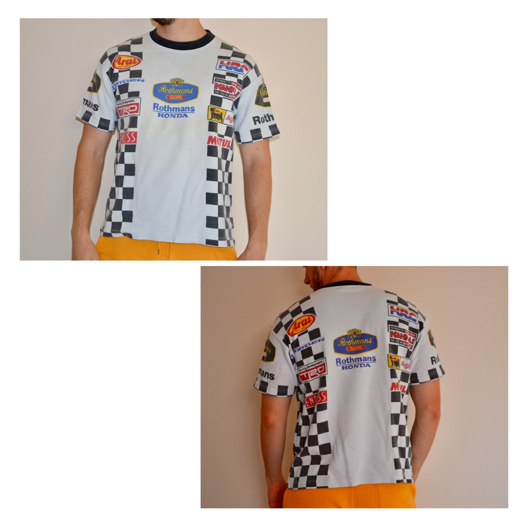 90s Vintage Rothmans Shirt Size Large Vtg All Over Print White Honda ...