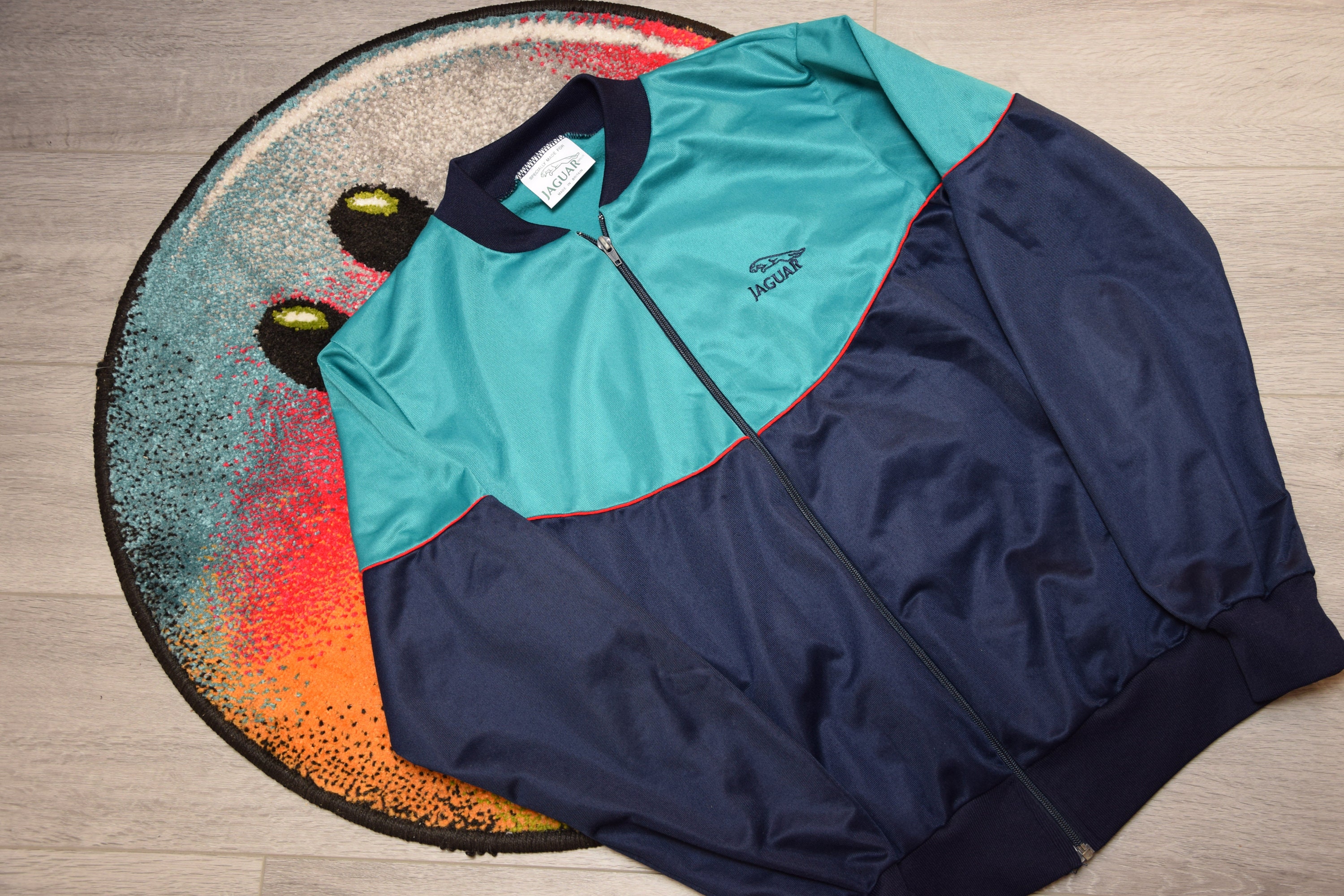 90s Vintage Jaguar Track Jacket Size Medium Vtg Green Racing Sport Car ...