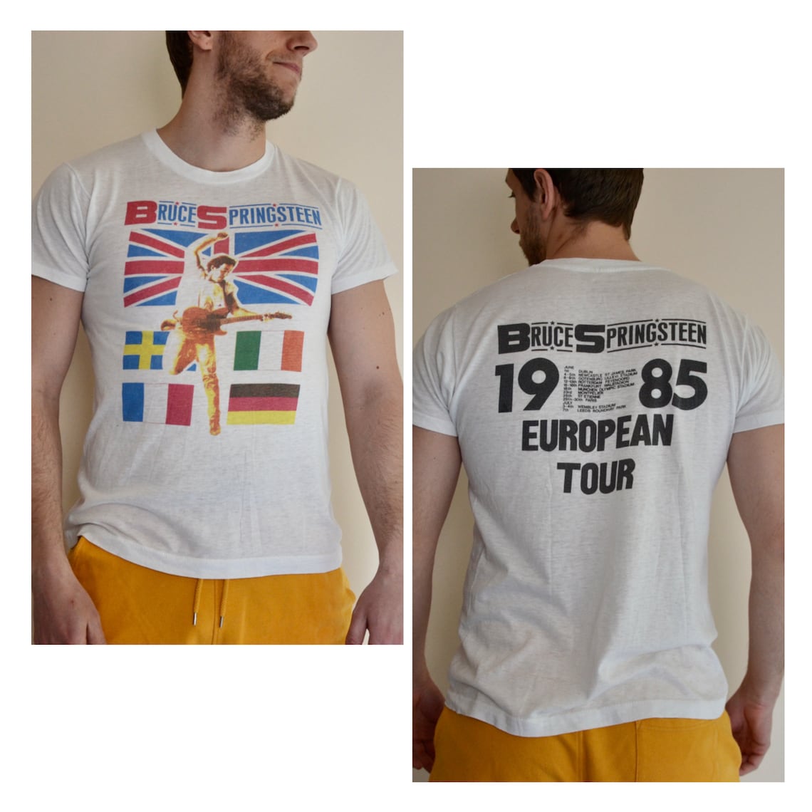 80s Vintage Bruce Springsteen Shirt Size Large Vtg White Single Stitch ...