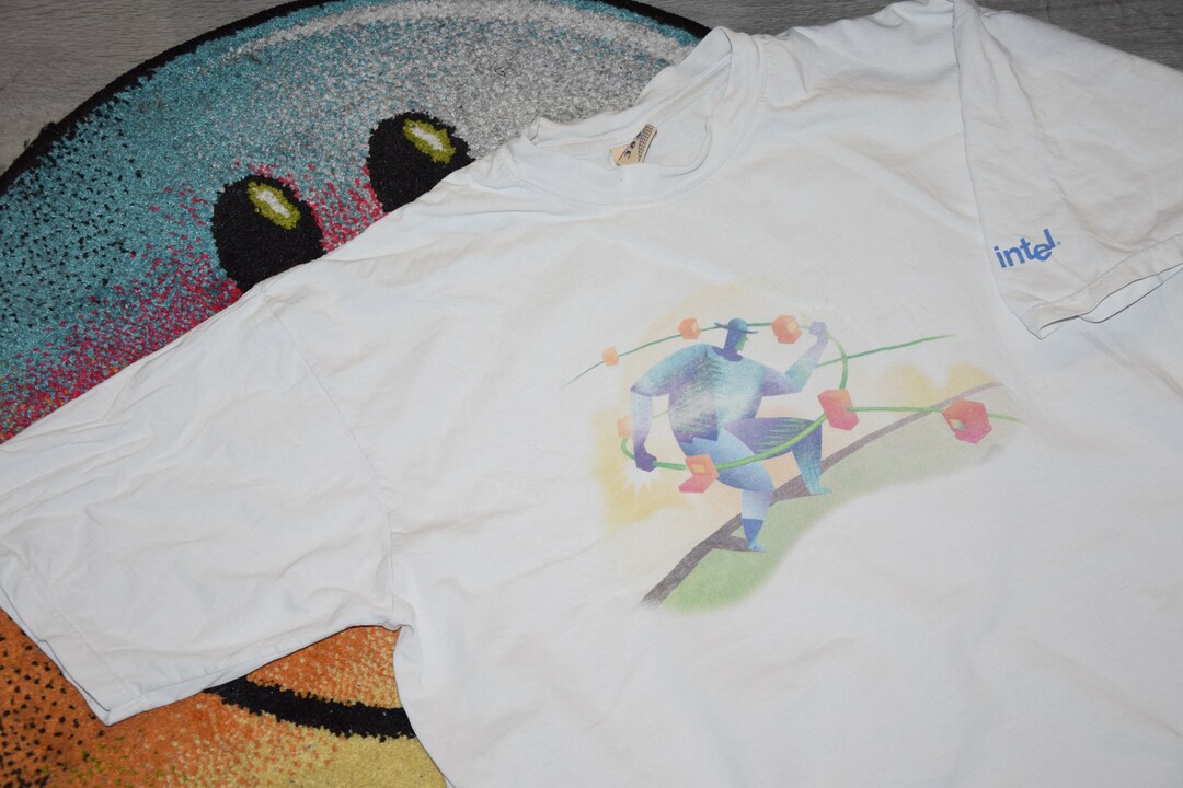 90s Vintage Intel Shirt Size X Large Vtg White IT Corporation Faster ...