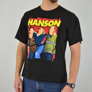 90s Vintage Hanson Shirt Size Medium Vtg Black Pop Music Tee - Etsy
