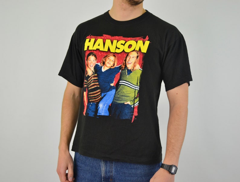 90s Vintage Hanson Shirt Size Medium Vtg Black Pop Music Tee - Etsy