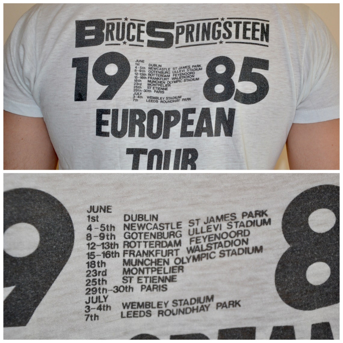 80s Vintage Bruce Springsteen Shirt Size Large Vtg White Single Stitch ...