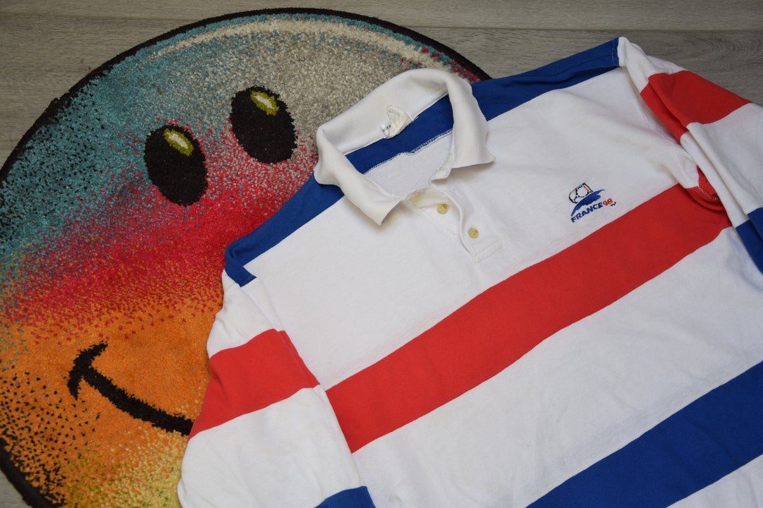 90s Vintage France 98 Soccer Jumper Size Large Vtg White Football ...