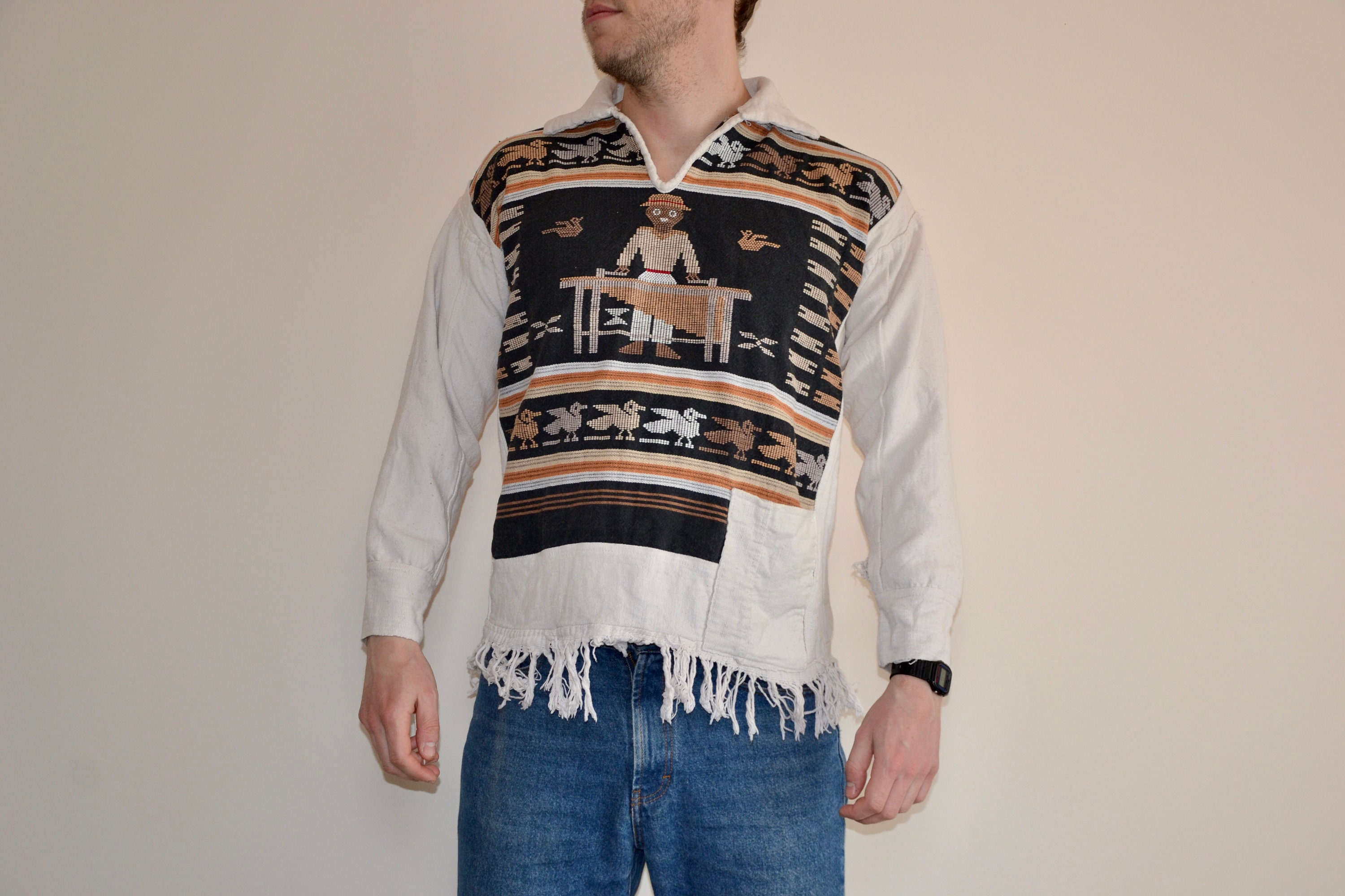 Vintage Peruvian Jacket Size Medium Vtg Multicolor Native - Etsy