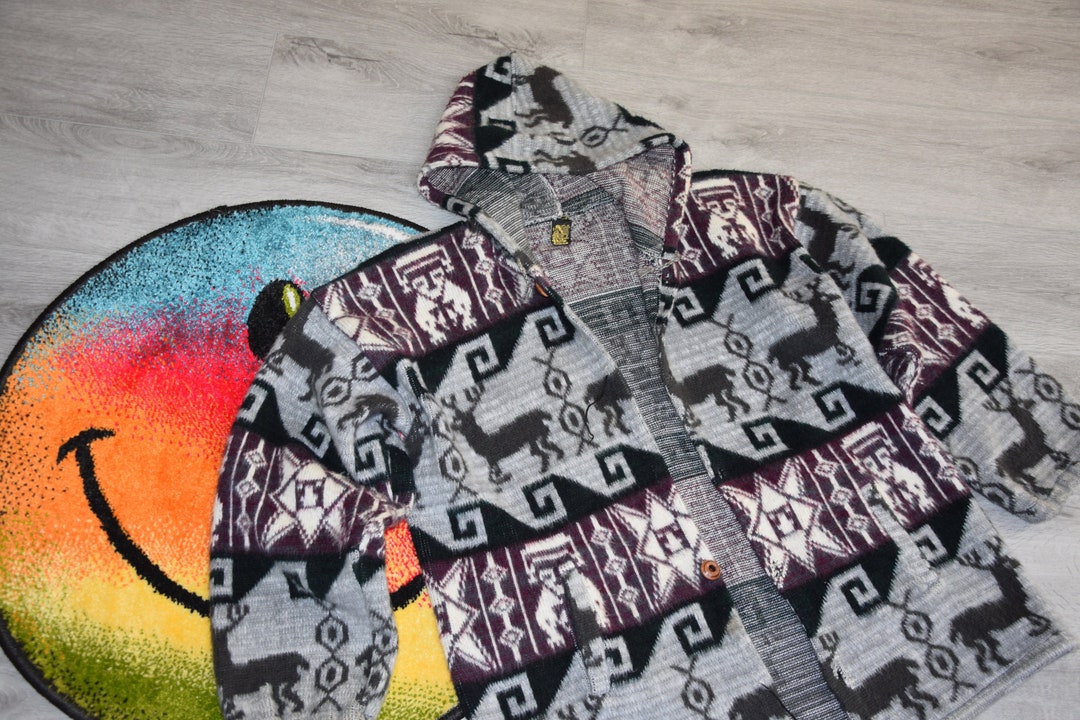 90s Vintage Tejidos Wool Jacket Size X Large Vtg Gray Deer American ...