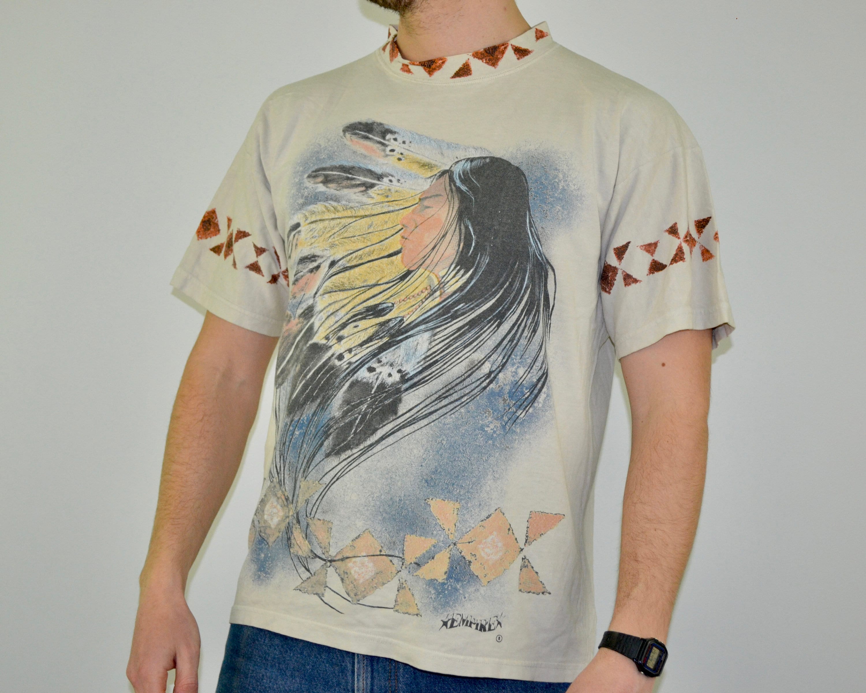 90s Vintage Indian Shaman Shirt Size Large Vtg American - Etsy