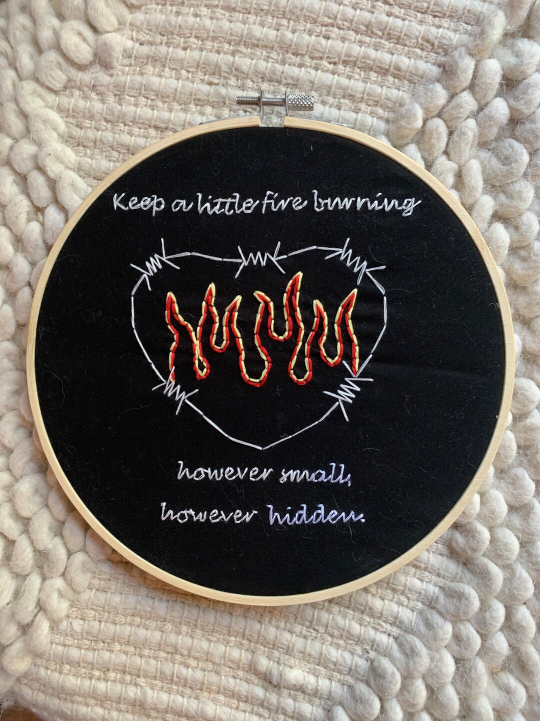Hand Embroidered Flame Hoop Art - Etsy