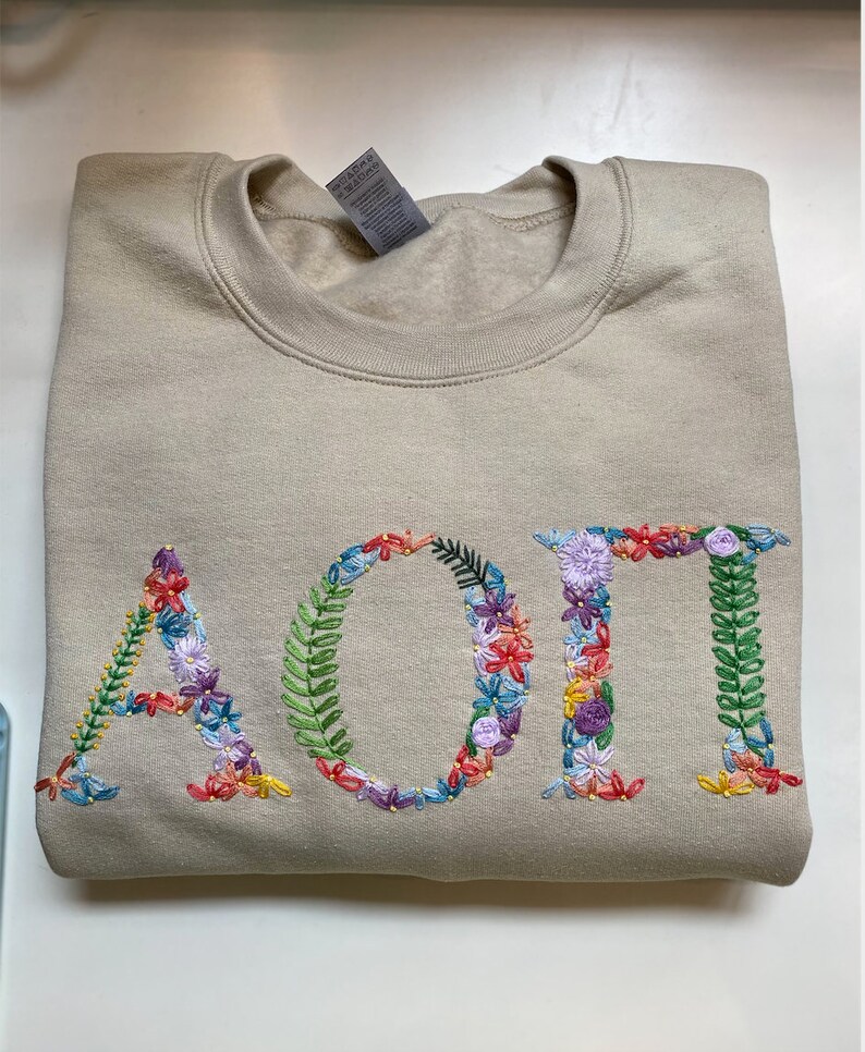 Greek Letter Embroidery / Embroidered Crewneck/ Sorority | Etsy