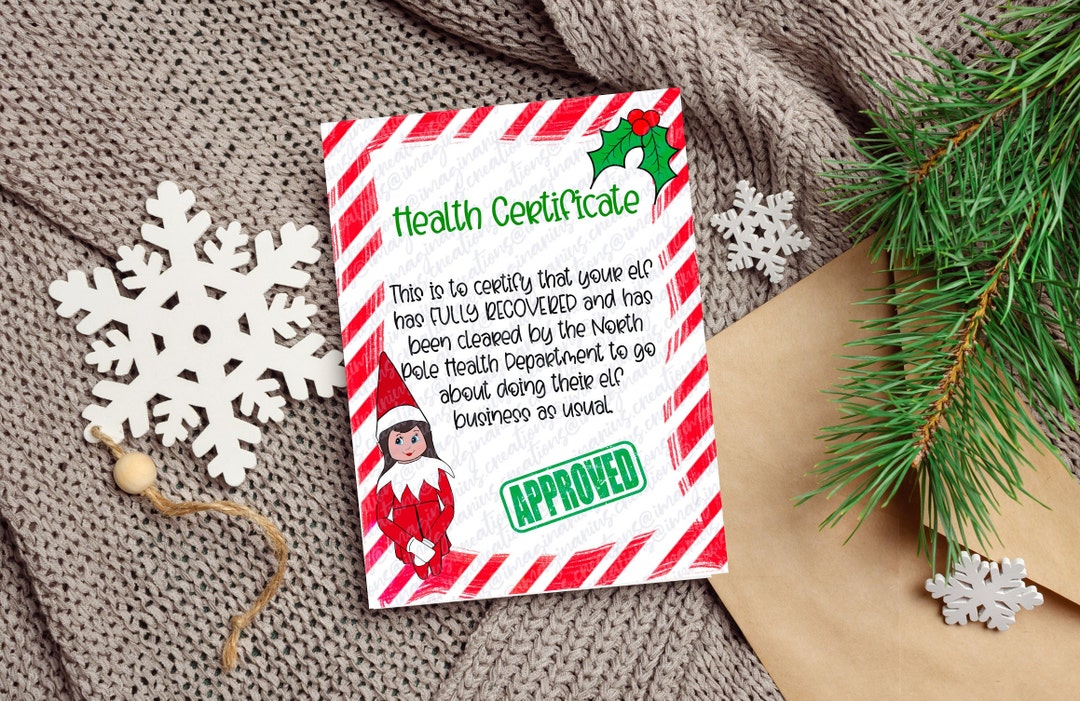 Elf Health Certificate | Funny Christmas Letter (digital JPG & PDF) - Etsy