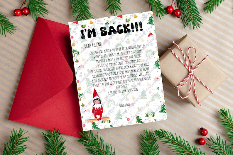 Girl Elf Welcome Back Letter, Girl Elf, Christmas Elf, I'm Back Letter ...