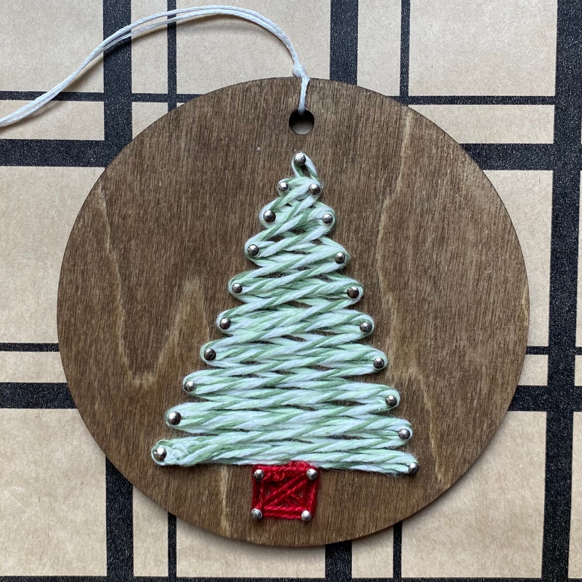 String Art Christmas Tree Ornament: Handmade Wooden Decor. Completed ...