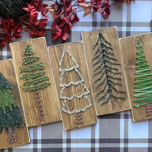 DIY Christmas Tree String Art Kit: Stained Wood, Holiday Decor - Etsy