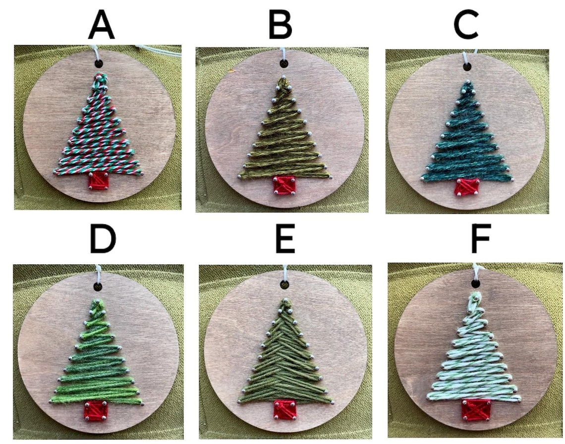 String Art Christmas Tree Ornament: Handmade Wooden Decor. Completed ...