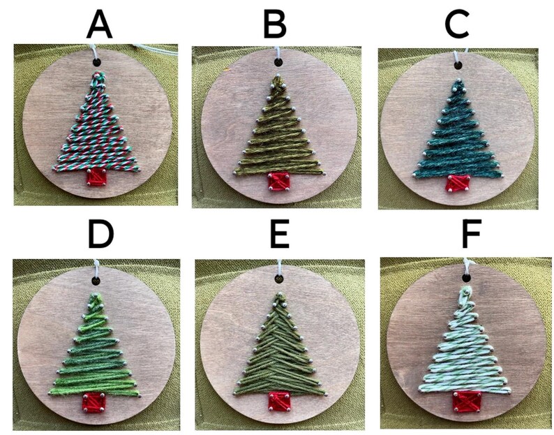 String Art Christmas Tree Ornament: Handmade Wooden Decor. Completed ...