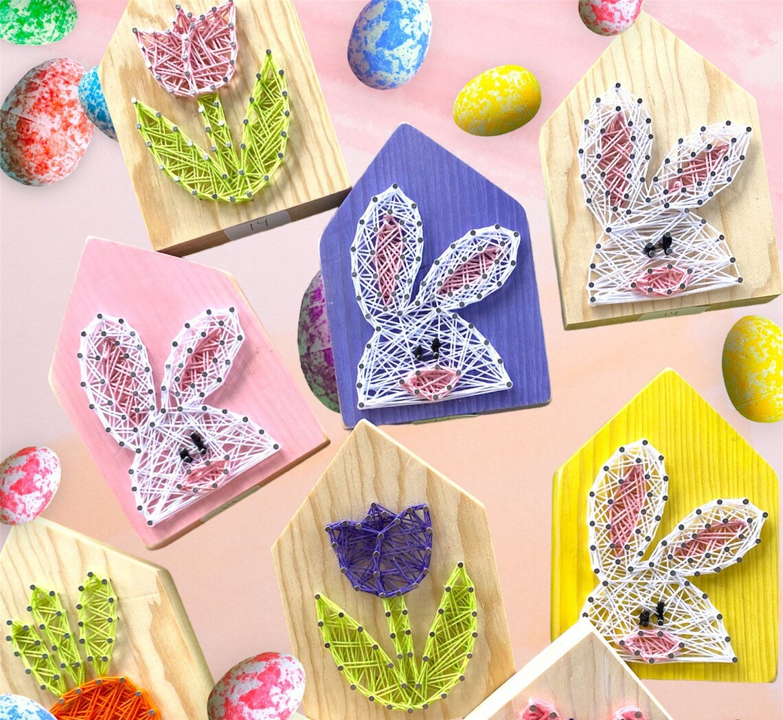 Easter String Art Easter Art Decorations. Bunny/ Carrot / - Etsy