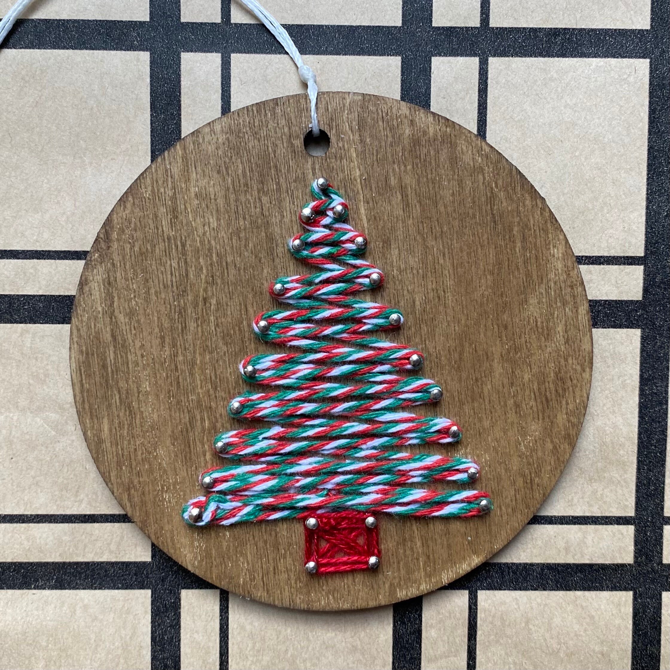 String Art Christmas Tree Ornament: Handmade Wooden Decor. Completed ...