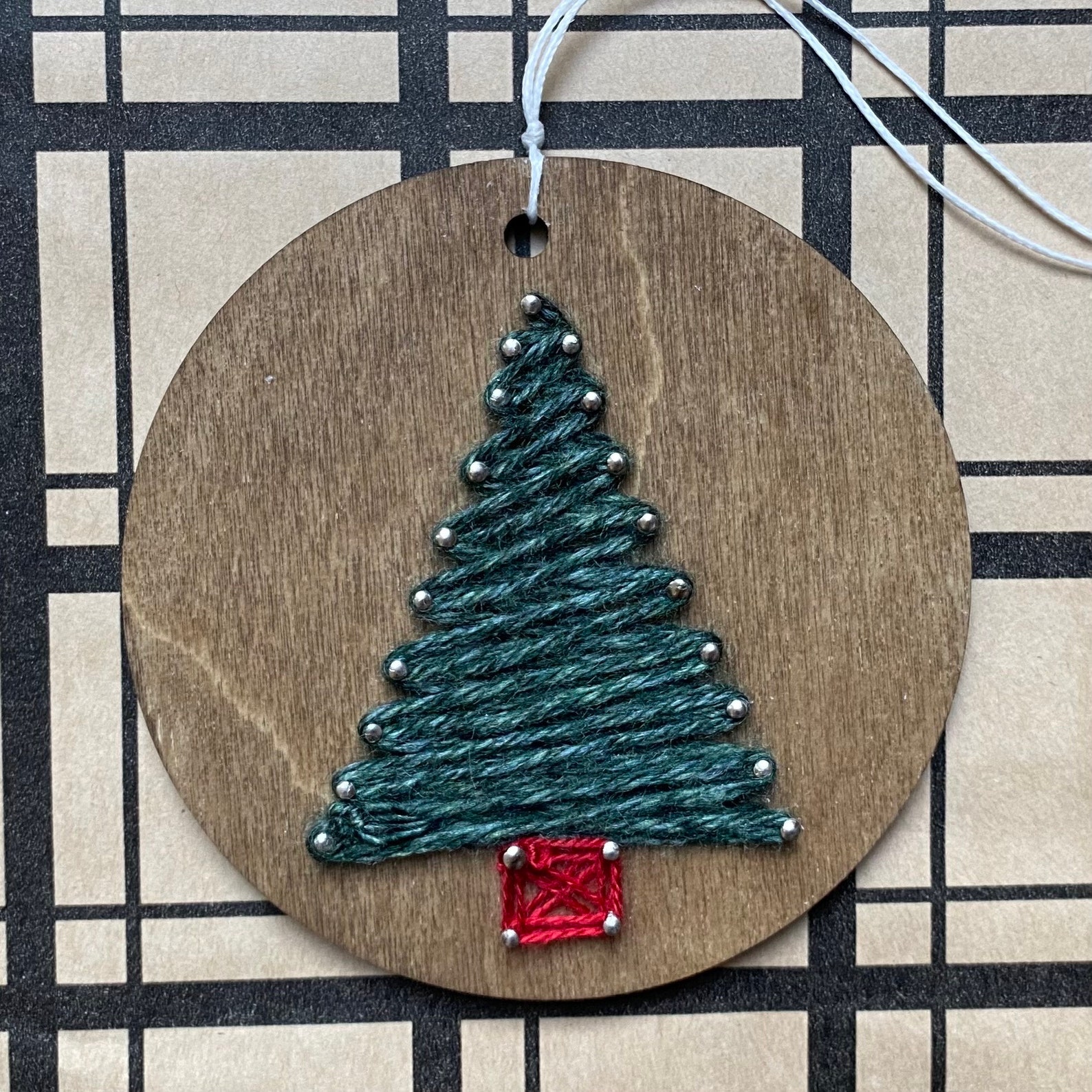 String Art Christmas Tree Ornament: Handmade Wooden Decor. Completed ...
