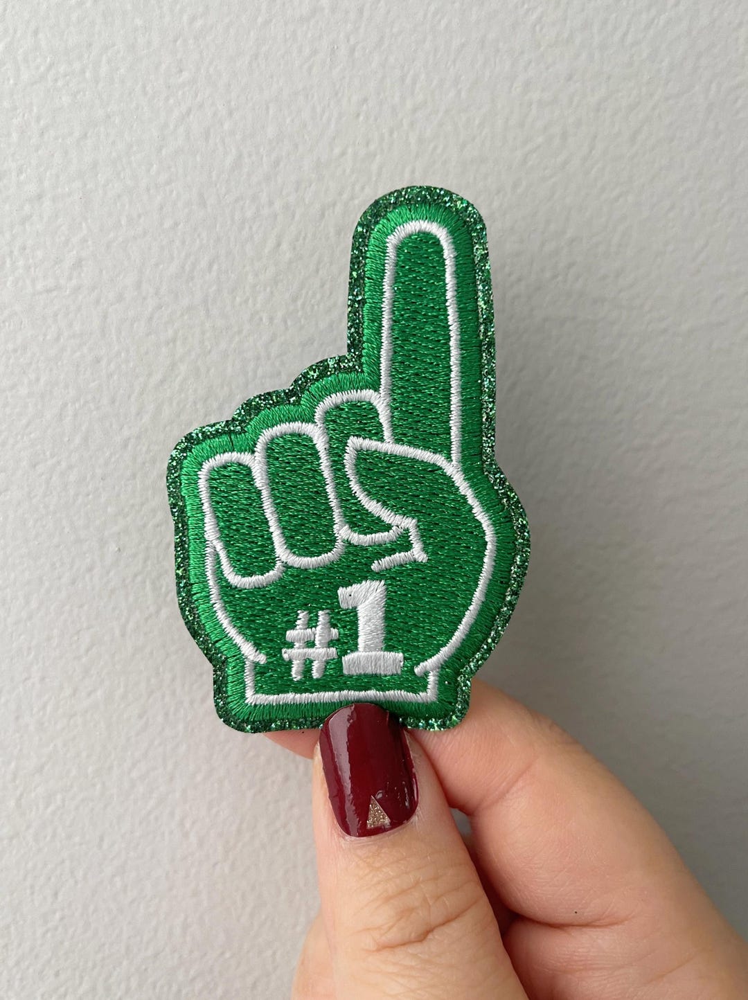 Game Day Iron Patch, Green Foam Finger Number 1 Patch, Trucker Hat ...