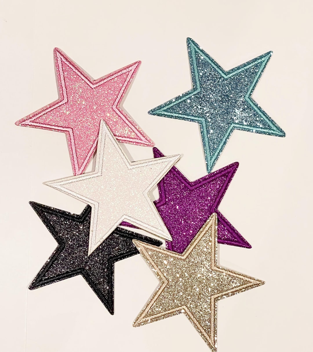 Iron on Patch, Silver Patch, Glittering Bling Star Patches, Retro ...