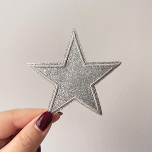 Iron on Patch, Star Patch, Sequin Silver Star Patch, Glittering Patch for Clothing, Cheerleader ...