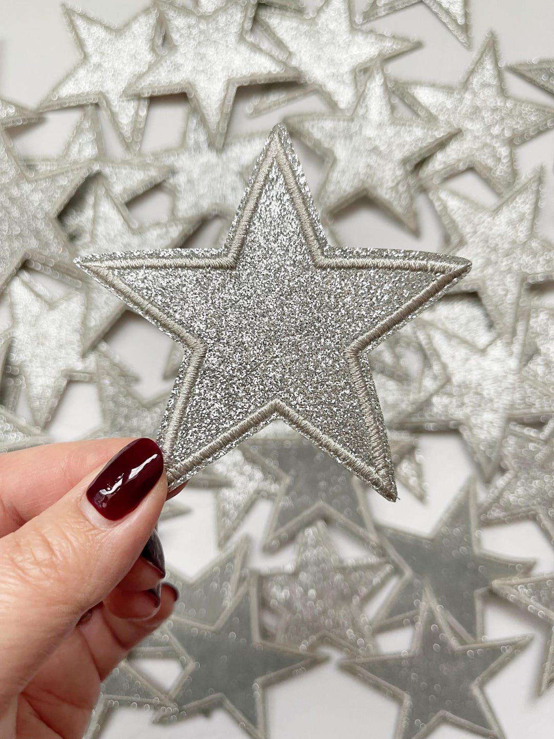 Iron on Patch, Star Patch, Sequin Silver Star Patch, Glittering Patch ...